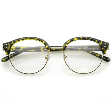 Classic Slim Metal Frame Clear Flat Lens Round Eyeglasses 52mm (Silver ...