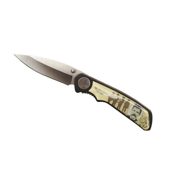 Outlaw Doc Holliday Legend Mens Folding Pocket Knife Hunting Wild West ...