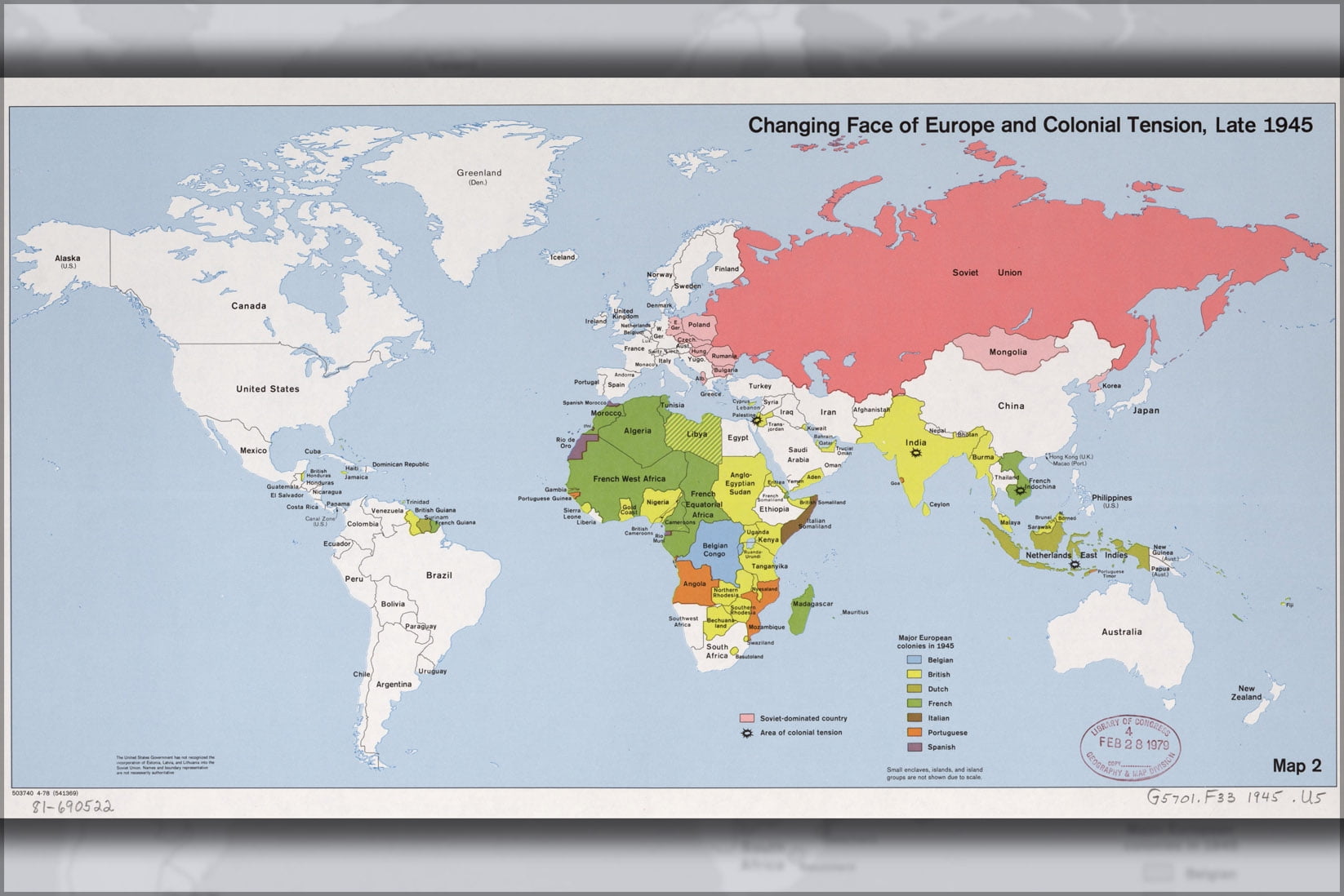 24"x36" Gallery Poster, cia map communism in Europe colonial tension ...