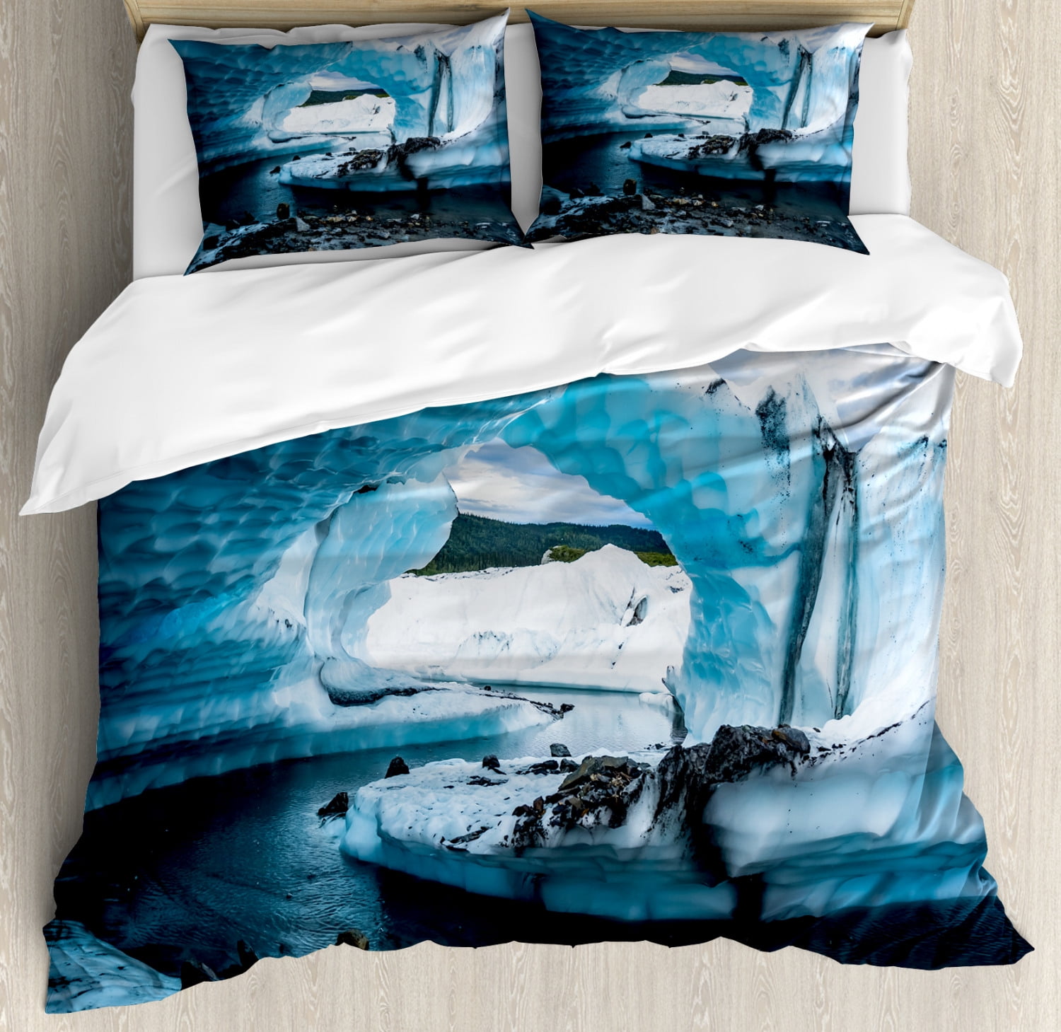 Ice Berg Duvet Cover Set Queen Size, Narrow River on the Matanuska ...