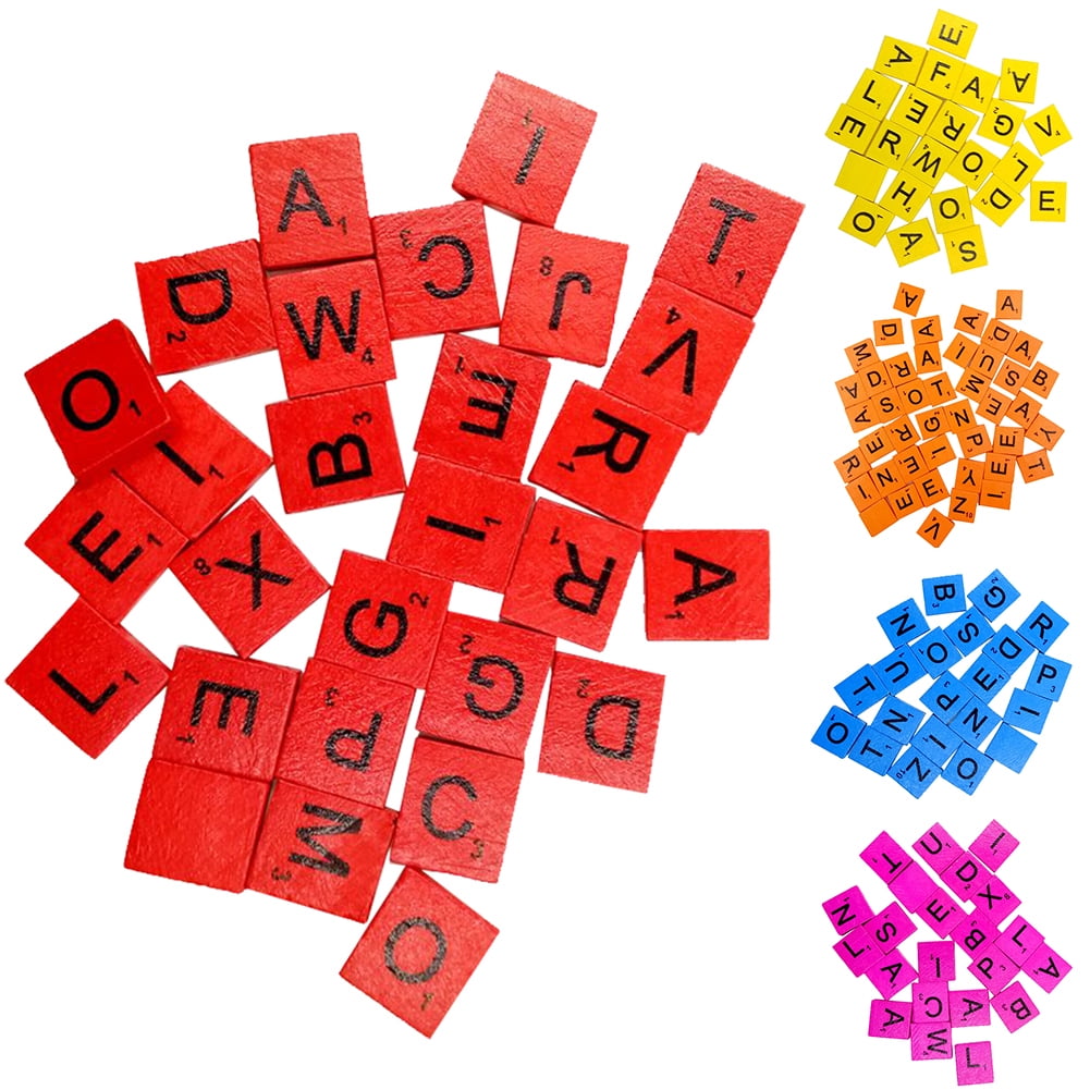 Walbest 100 Pcs Multi-Color Wood Letters Numbers Button DIY Craft ...
