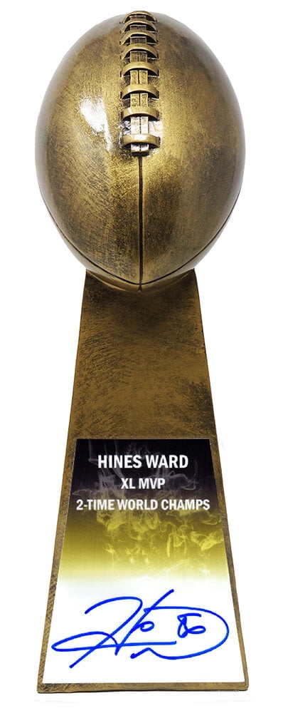 Hines Ward Signed Football World Champion 15 Inch Replica Gold Trophy ...