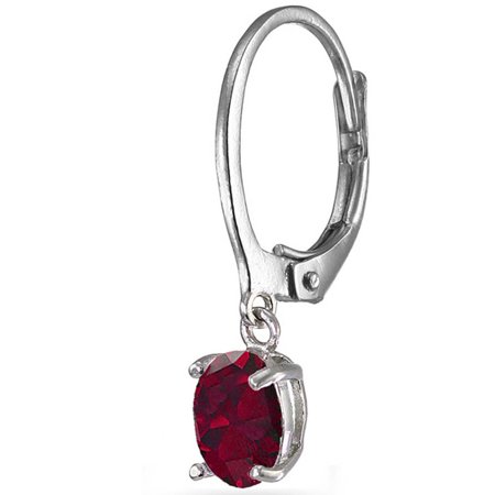 ONLINE - Created Ruby Sterling Silver 7mm x 5mm Oval Dangle Leverback ...