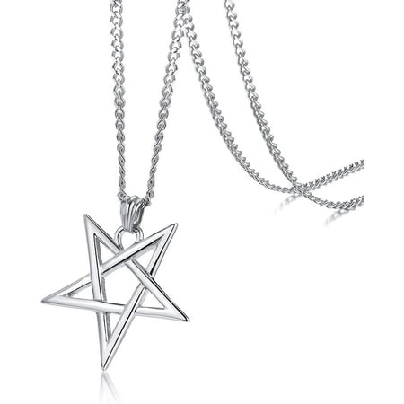 Stainless Steel Gothic Pentacle Pentagram Star Satanic Satan Pagan ...