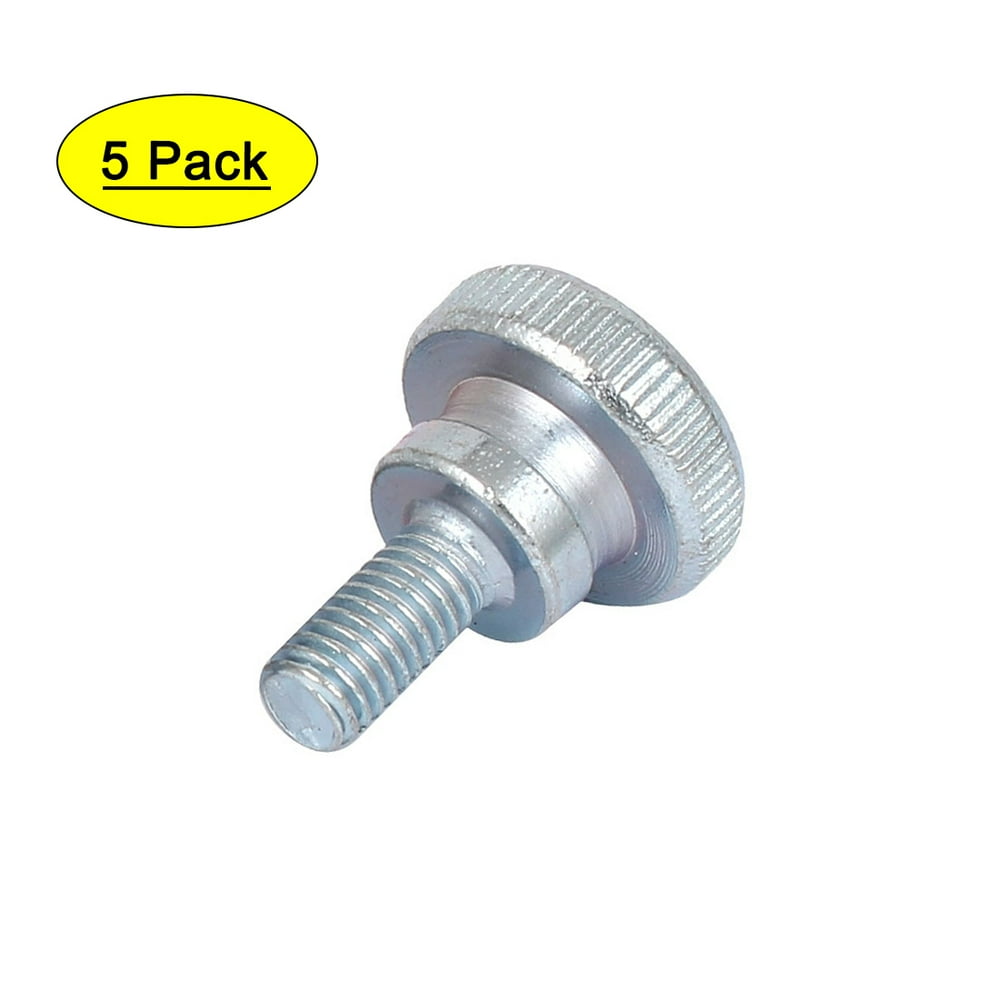 Uxcell M5x10mm Carbon Steel Step Hand Screw Flat Knurled Head Thumb ...