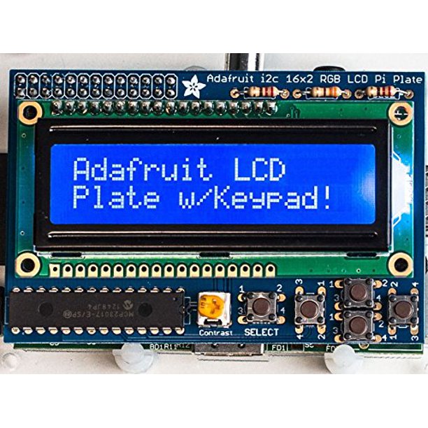 Adafruit Blue & White 16x2 LCD+Keypad Kit for Raspberry Pi - Walmart.com