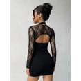 Black Womens Lace Halter Neck Bodycon Mini Dress For Night Club Party ...