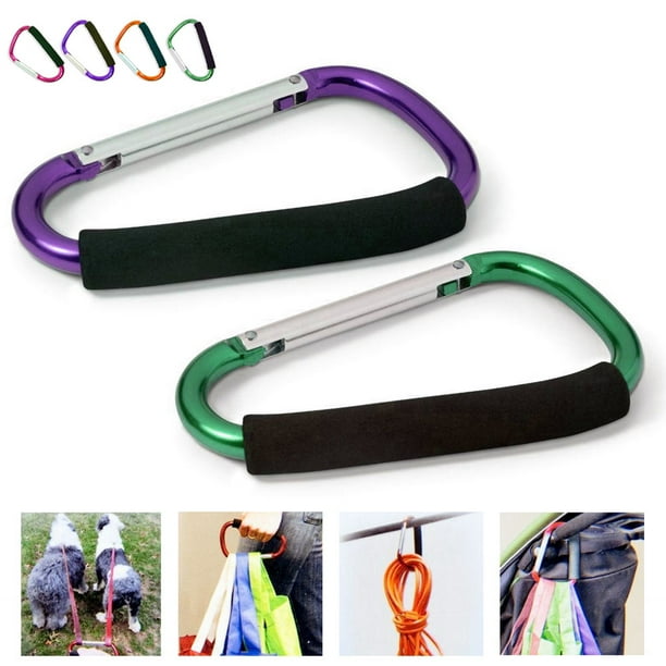 2 PC Jumbo Carabiner Grocery Bags Holder Handle Stroller Hooks Spring ...