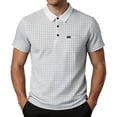 KIHOUT Men's Small Grid Check Print Short Sleeve Polo Shirt, Classic ...