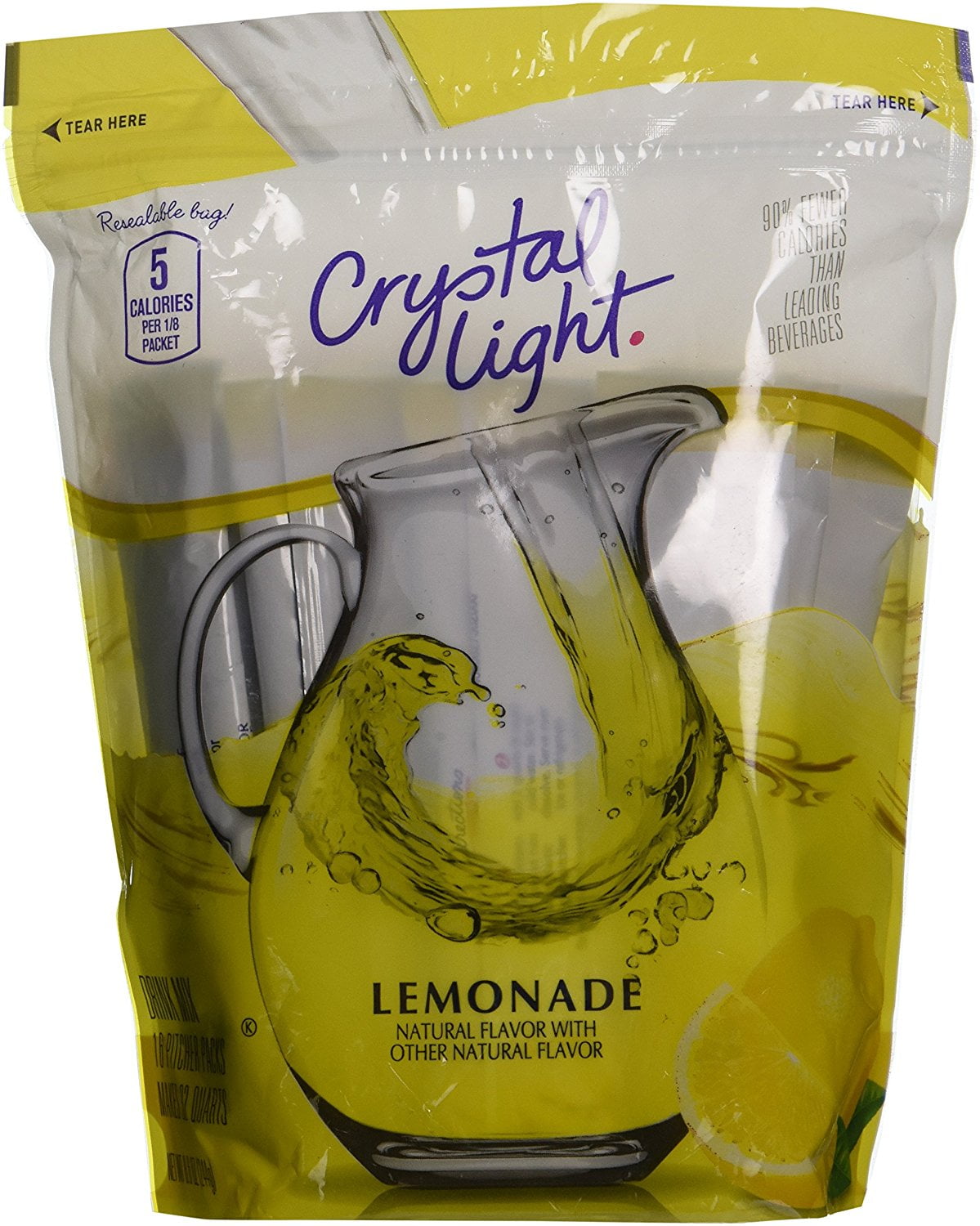 Crystal Light Natural Lemonade 16 Pitcher Packs Makes 32 Quarts (Pack ...