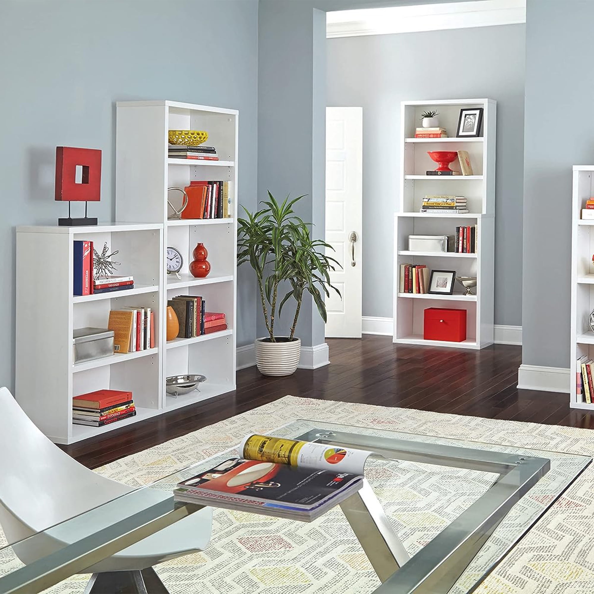 ClosetMaid Tall Bookcase with 5 Adjustable Shelves Storage Unit White Walmart