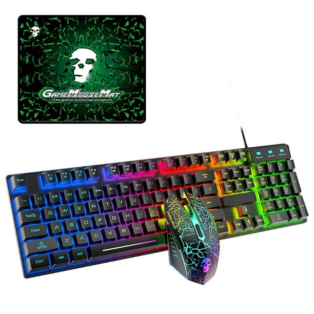 Rainbow Backlit Gaming Keyboard and Mouse Combo Set USB Keyboard RGB ...