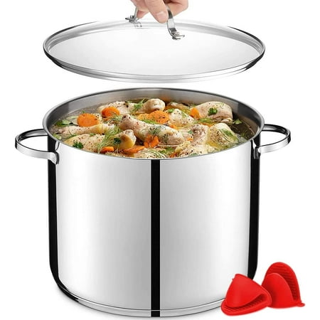 Induction Stockpot | Stainless Steel Pot with Glass Cookware Lid ...