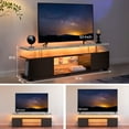 LED Entertainment Center with Glass Shelf，TV Stand for 60 Inch TV ...