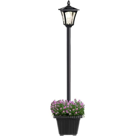 Outdoor Solar Lamp Post Light with Planter,67 Inch Solar Powered Street ...
