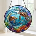 Decorative Sea Turtle Stained Glass Art Suncatcher, Fantasy Marine ...