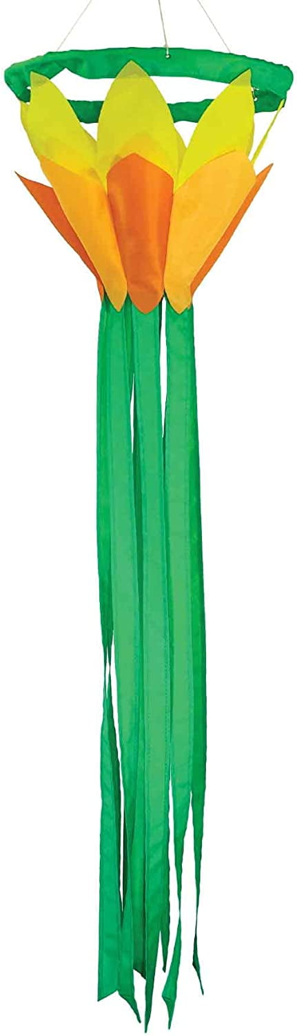 In the Breeze Yellow 38-inch Lotus Flower Windsock, Outdoor Floral ...