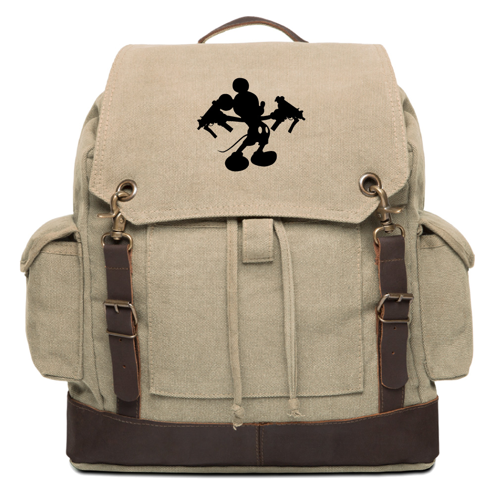 Mini Uzi Mickey Vintage Canvas Rucksack Backpack with Leather Straps ...
