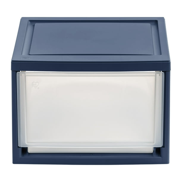 IRIS USA, 14.5QT Plastic Storage Modular Stacking Drawer - Navy Blue ...