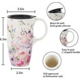 Topadorn Ceramic Latte Tea Cup 17oz Pink Garden Microwave Safe
