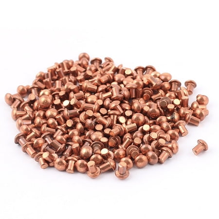 200 Pcs 3/32" x 1/8" Round Head Copper Solid Rivets Fasteners | Walmart ...