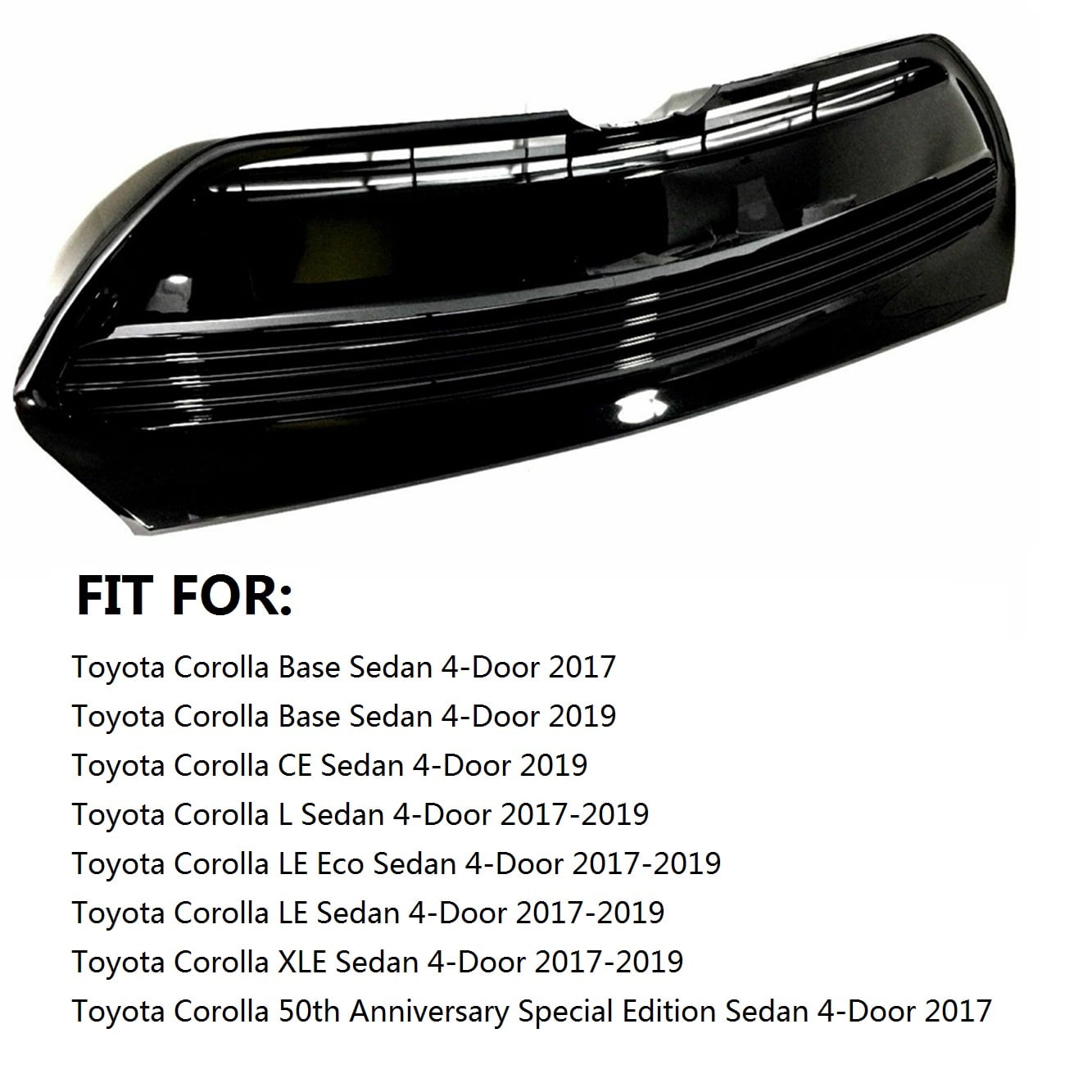 Grill Inserts Front Bumper Grille Fits for 2017 2018 2019 Toyota ...