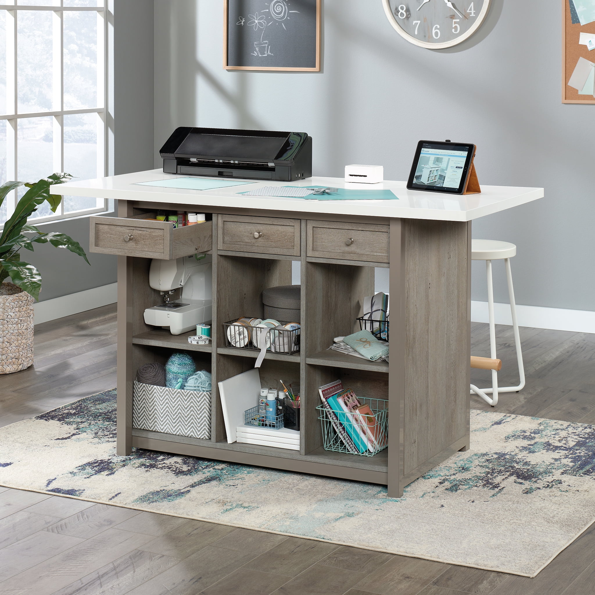 Sauder Craft Pro Series Durable Craft Work Table with Storage, Mystic ...