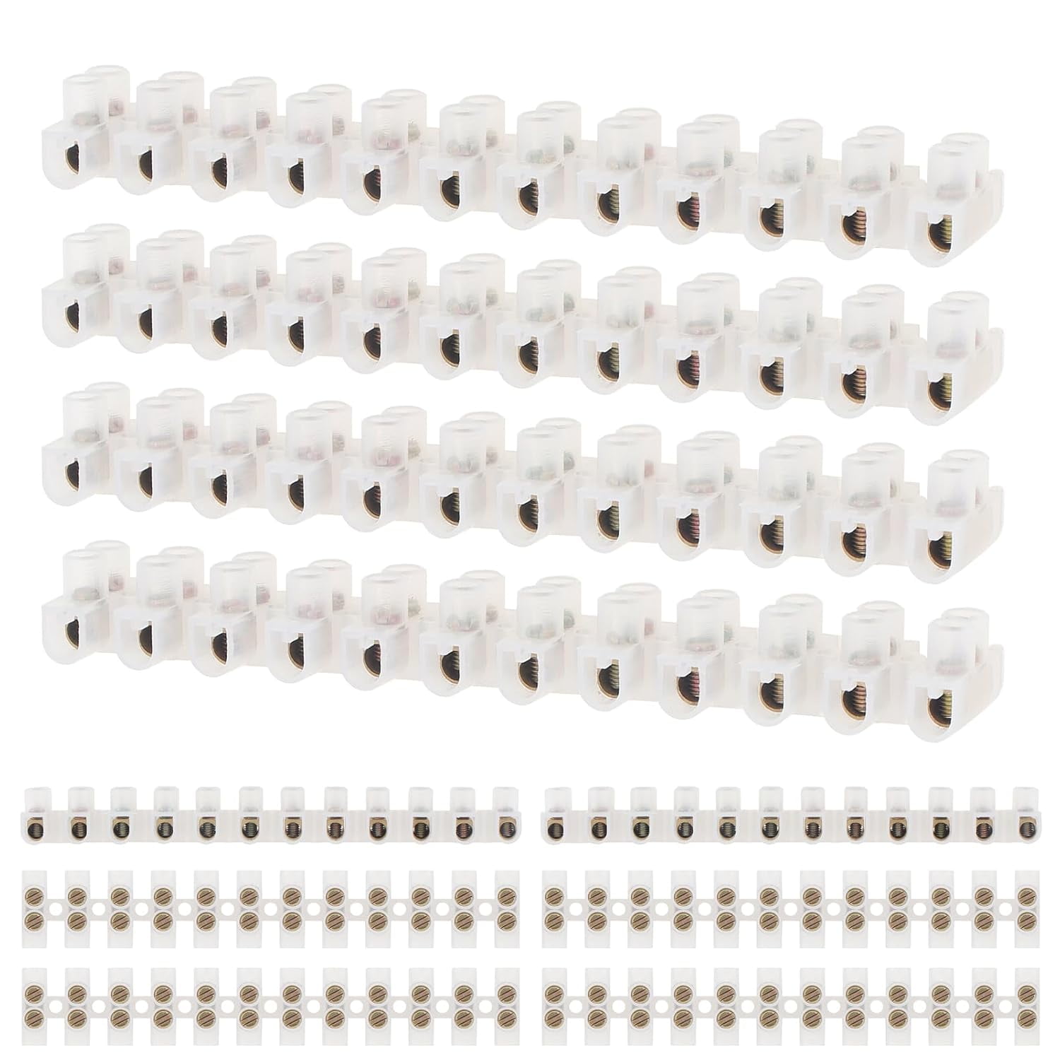 FYBTO 10 Pieces Terminal Block White Screw Terminal Connector Dual Row ...