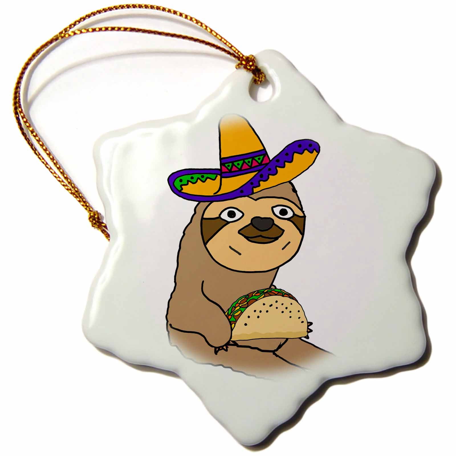 3dRose Amusing Cute Sloth wearing Sombrero and eating Taco Cartoon ...