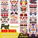 1 Set Reflective Red Bull Stickers Helmet Motorcycle Racing Car Styling ...