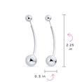 Bling Jewelry Womens Modern Long Bar Double Bead Ball Drop Earrings ...