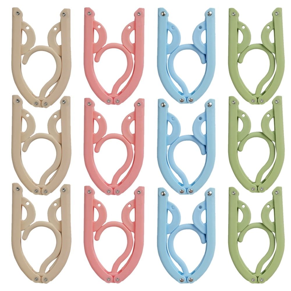12 Pcs Folding Travel Hangers Collapsible Coat Hanger Travel Drying ...