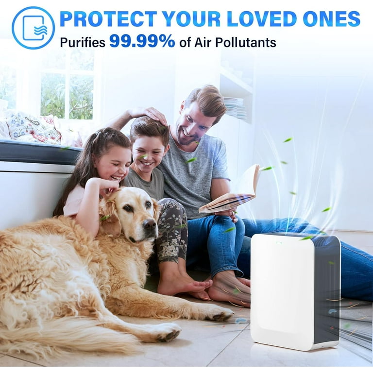 Home Air Purifier 1485 Sq ft H13 True HEPA Clean 99.97 Hair Dust Smoke and Odor Eliminator in White