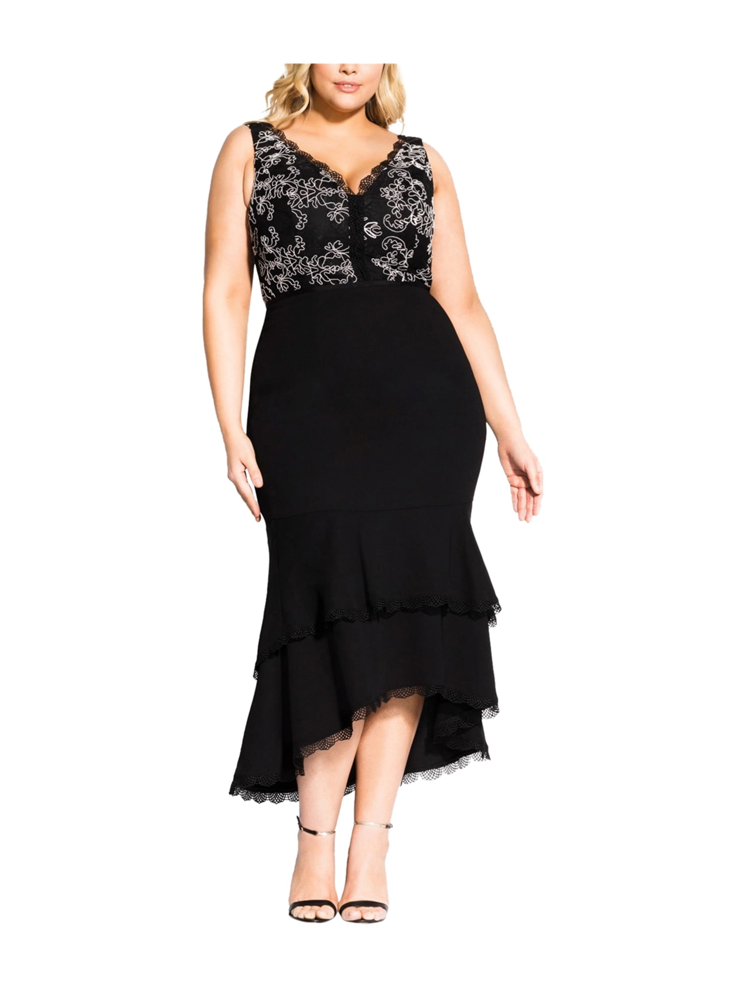 City Chic Womens Lace Cocktail High Low Dress Black M 18w Walmart