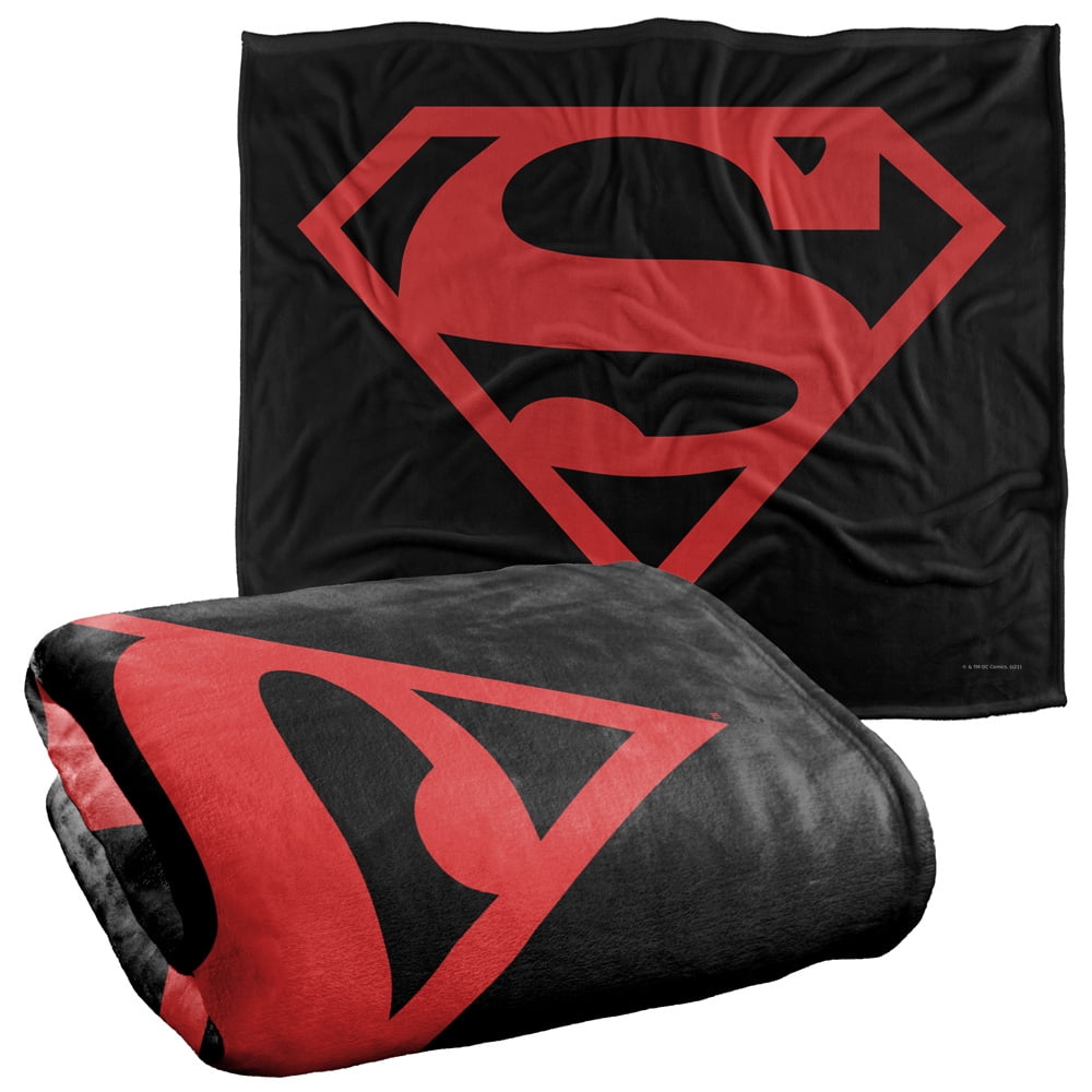 Superman Blanket, 50' x 60', Red On Black Shield, Silky Touch Super ...