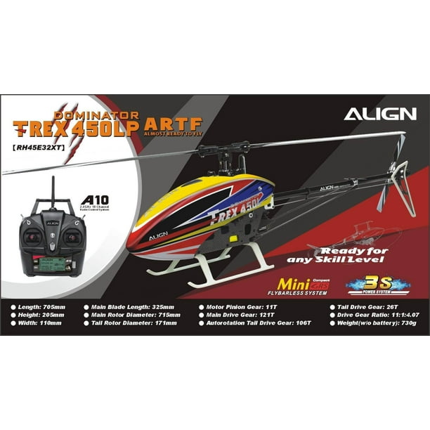 Align T-REX 450LP Dominator RTF (AC) - RH45E32XT - Walmart.com
