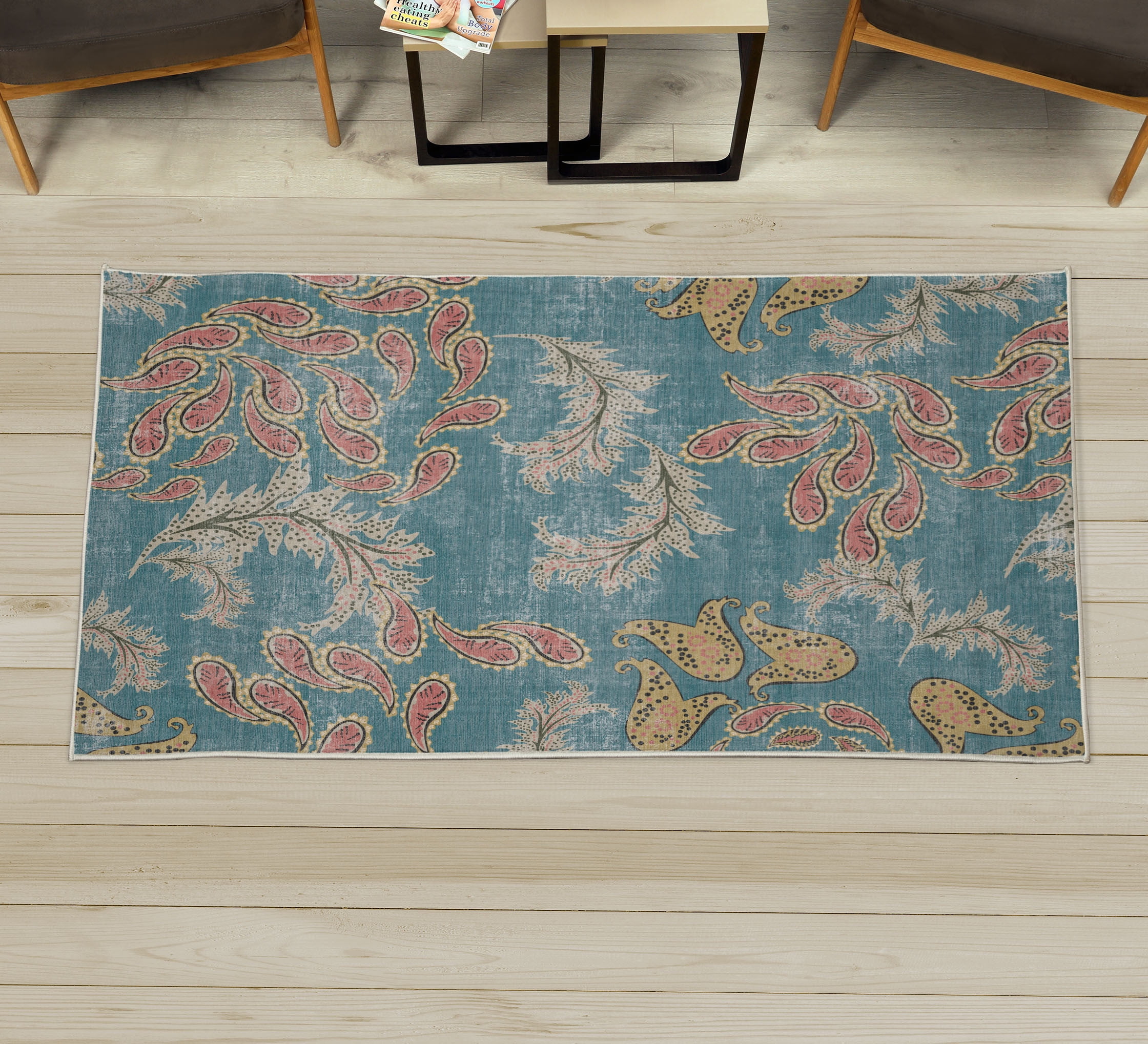 Paisley Decorative Rug, Traditional Floral Like Pattern Curvy Design ...