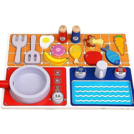 Children's Wooden Building Blocks Toy Early Education Kitchen Gas Stove ...
