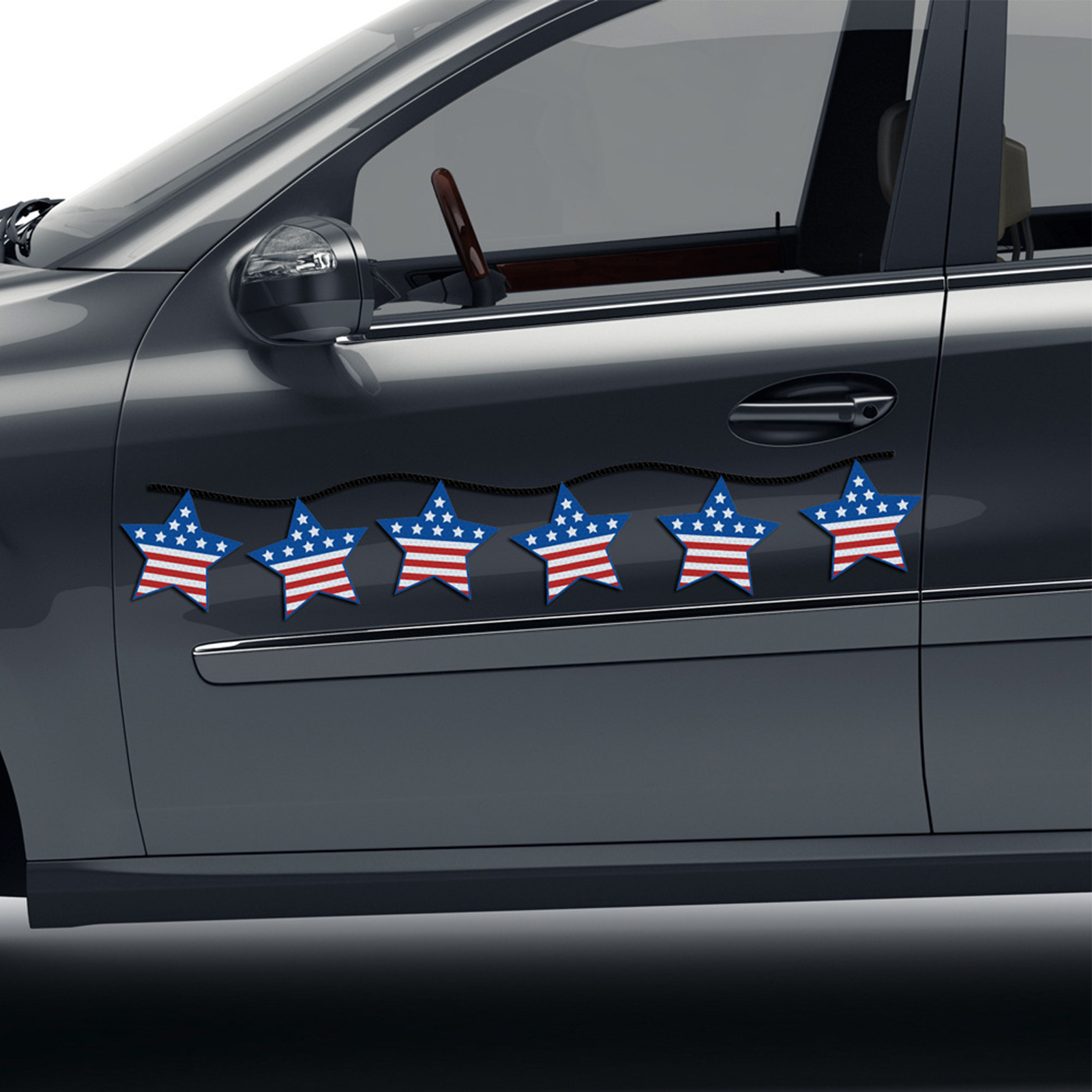 Reflective Star-shaped Car Funny Sticker - Self-absorption USA Flag ...