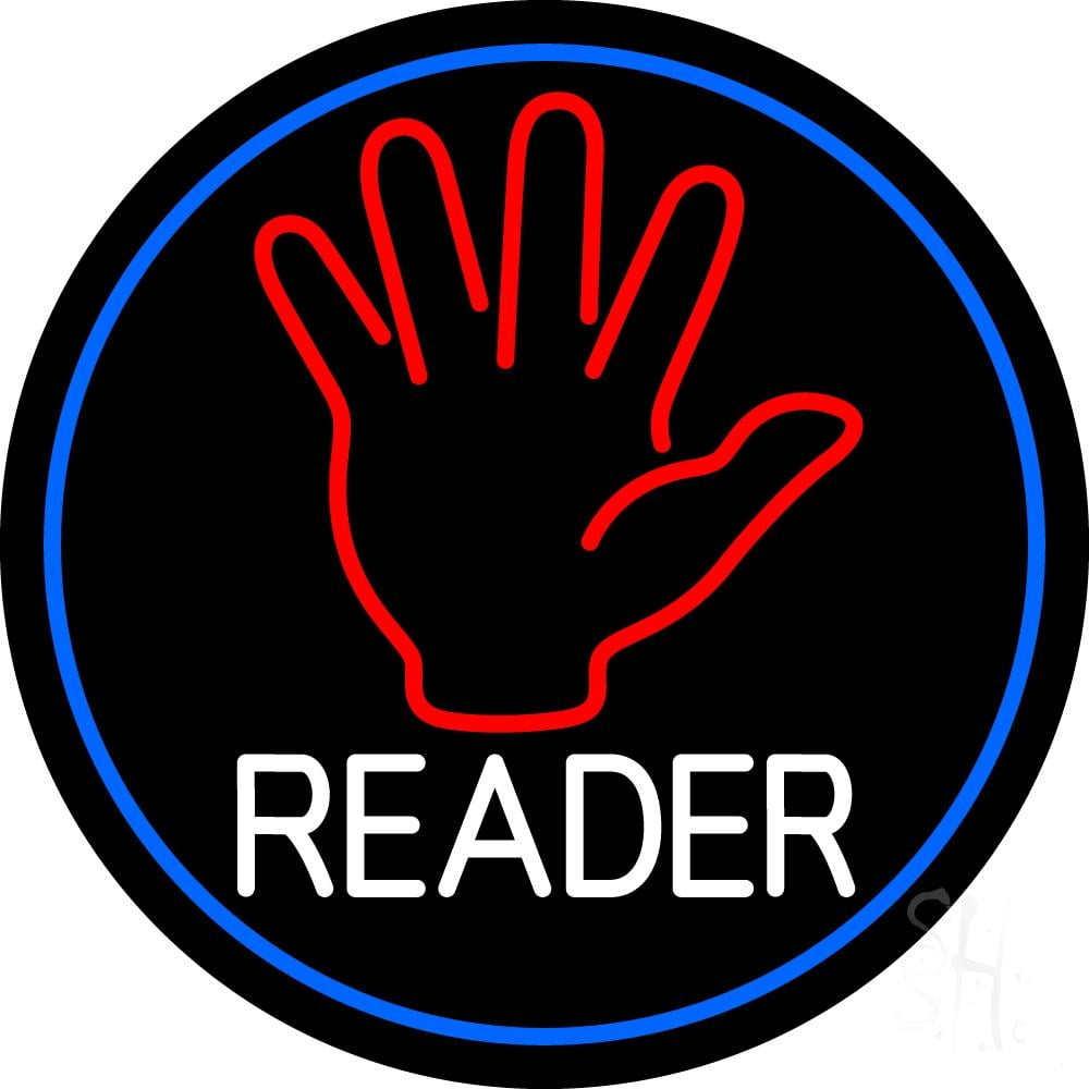 Red Palm White Reader LED Neon Sign 26" Tall x 26" Wide - inches Black ...