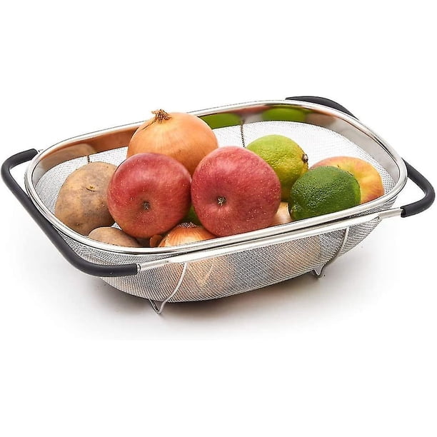 Colander Strainer Expandable Fine Mesh Stainless Steel Kitchen Basket ...