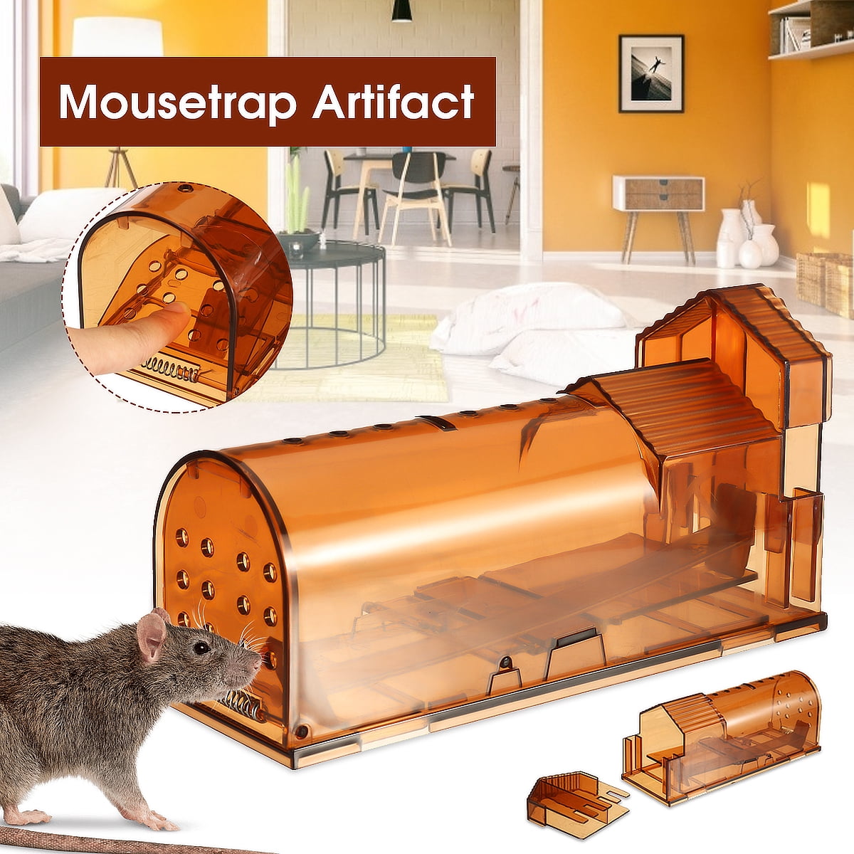 Mousetrap Cages Creative Transparent Brown Humane Rat-trap Mouse Trap ...