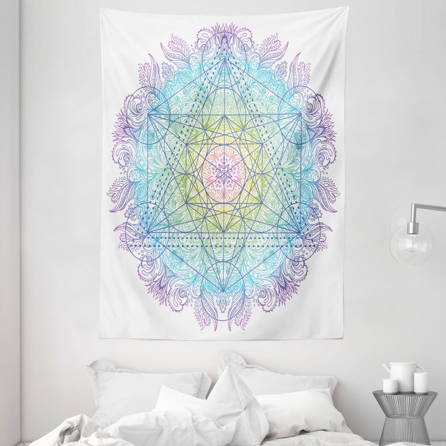 Ethnic Tapestry, Mandala Round with Sacred Geometry Element Metatron ...