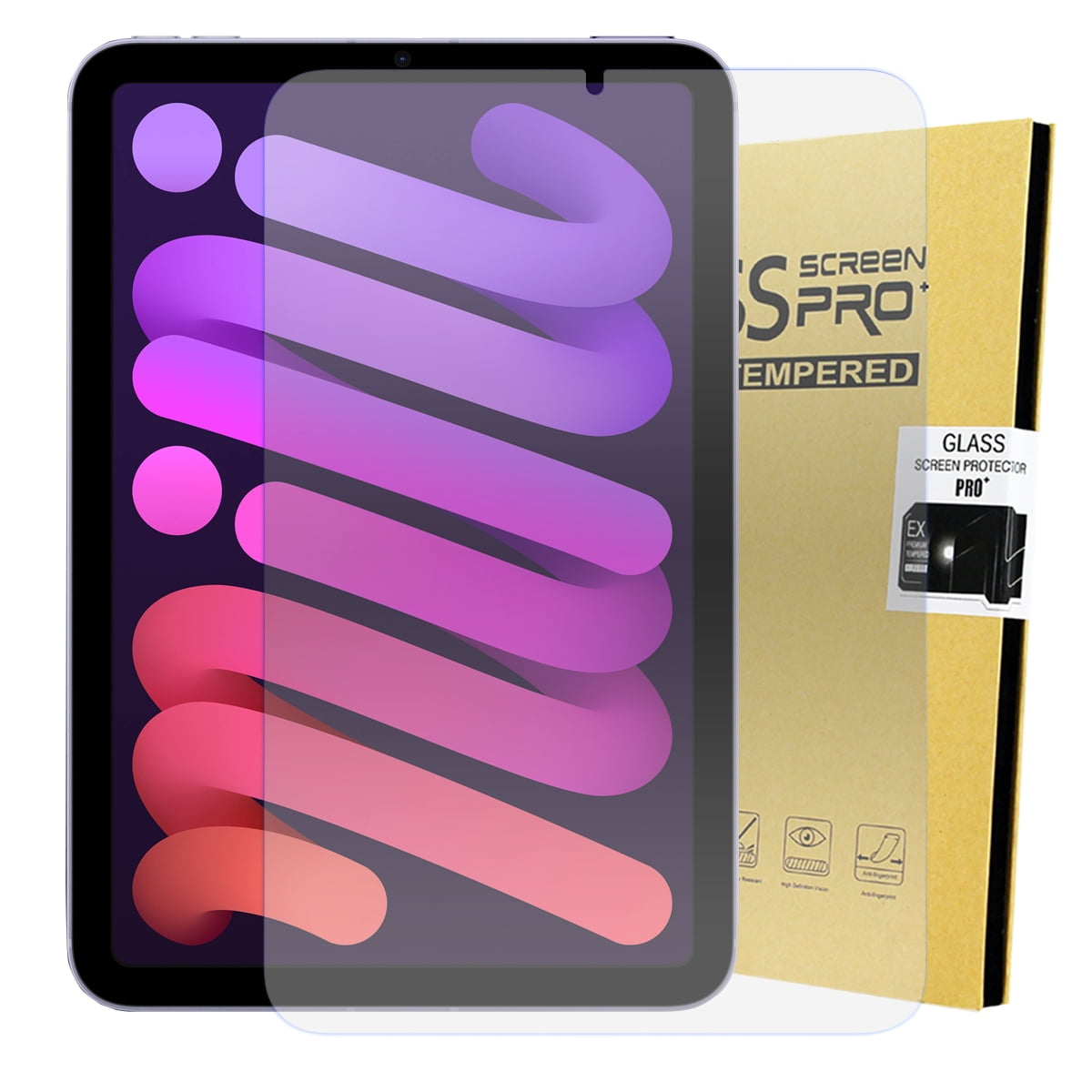 KIQ iPad Mini 6th Gen Screen Protector, Tempered Glass Impact Scratch ...