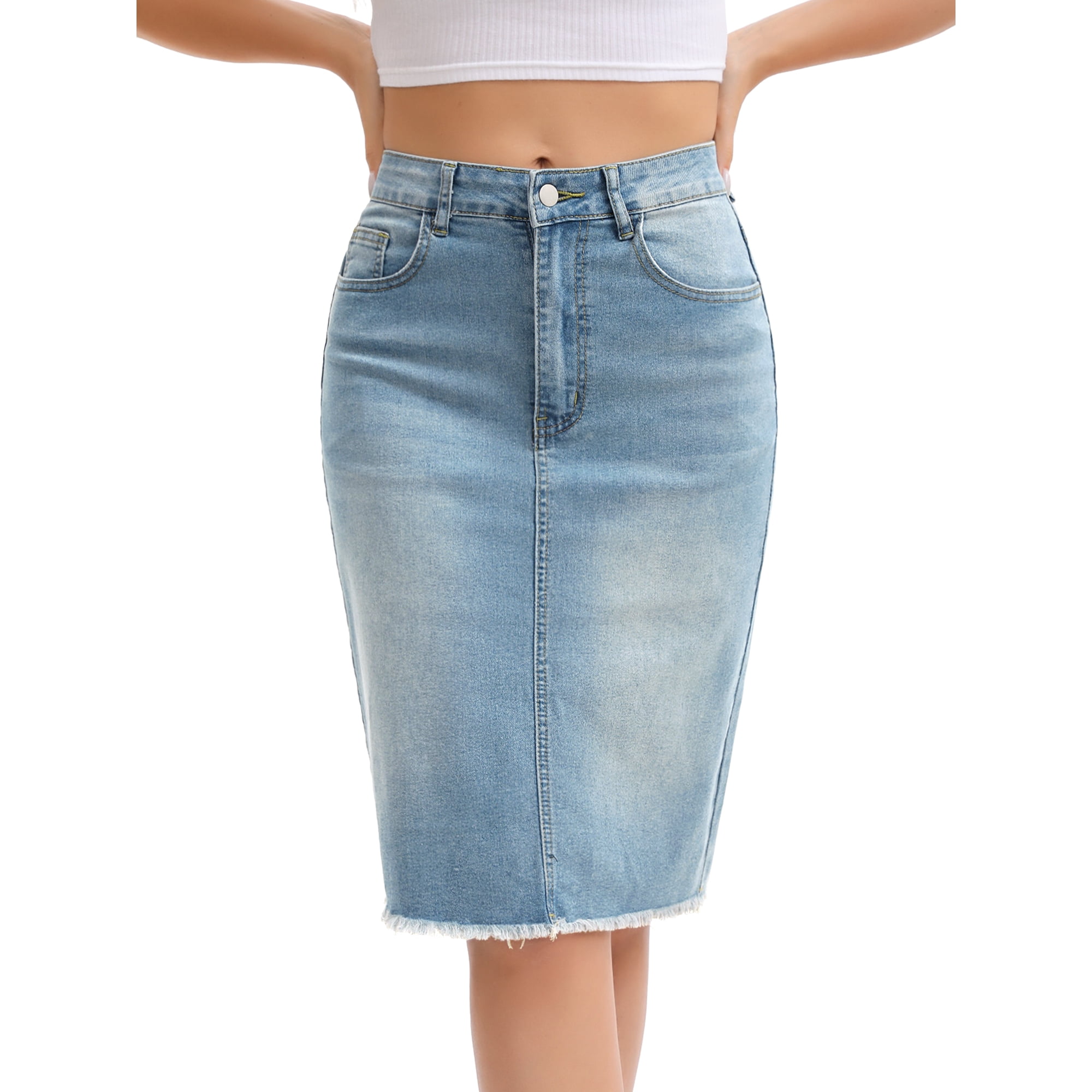 Click here for Inspire Chic Womens Jean Skirts Raw Hem High Waist... prices