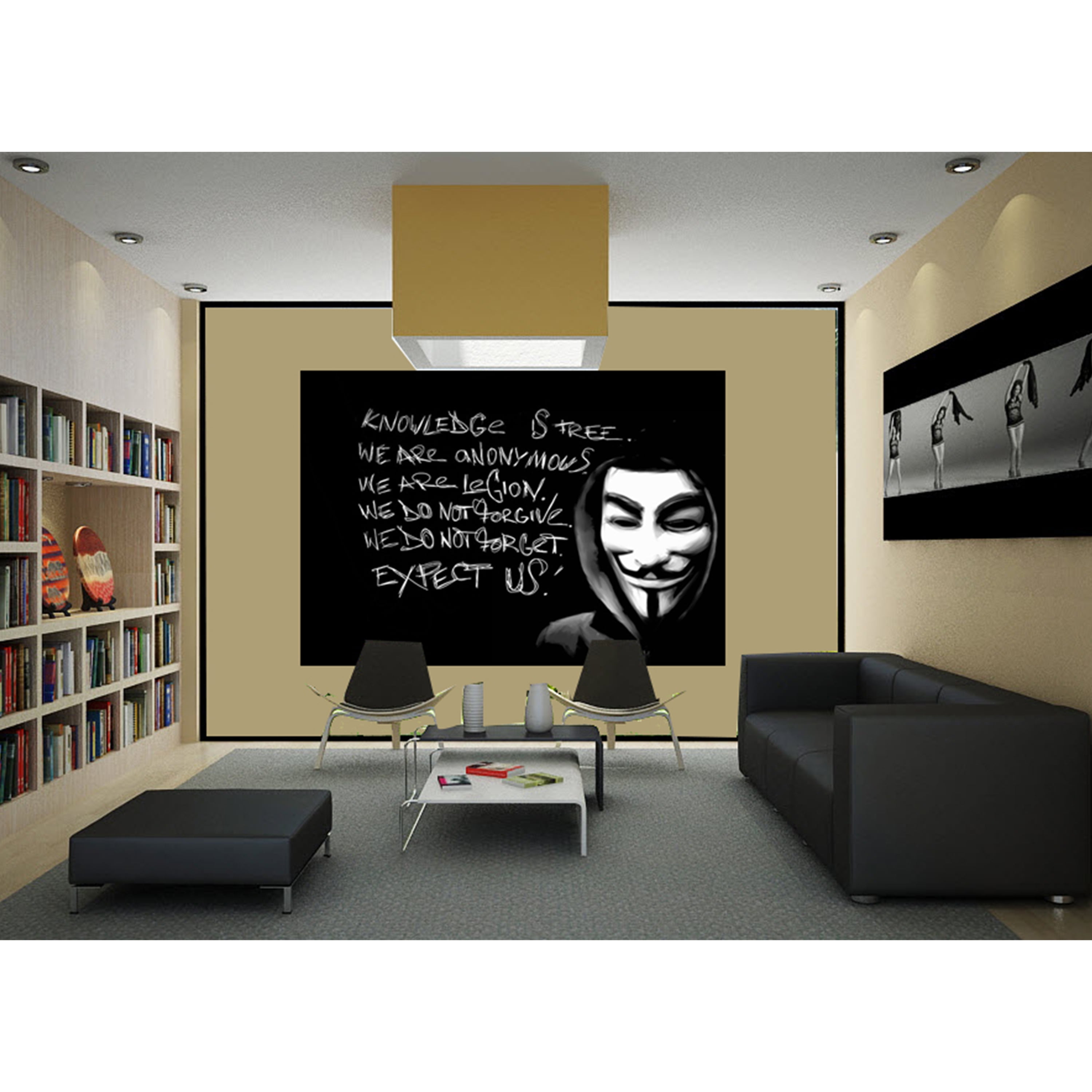 Startonight Mural Wall Art Anonymous Illuminated Abstract Black and ...