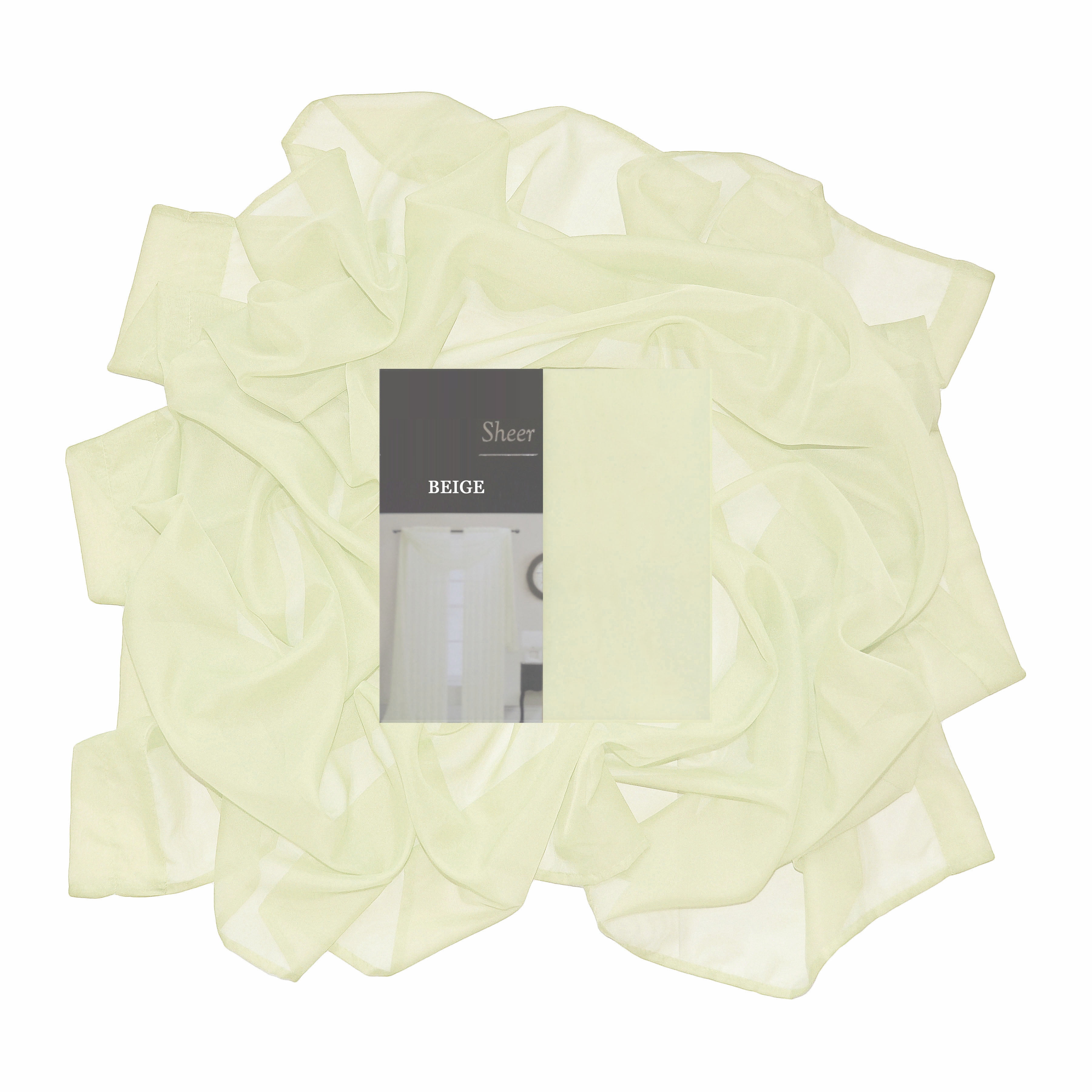Single Sheer Voile Window Curtain Panel: 55"W x 90"L, Fully Hemmed, Rod ...