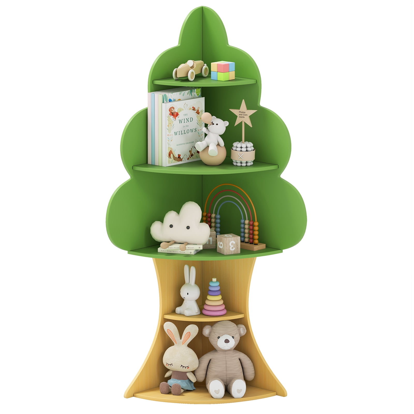 Click here for Infans Tree Kids Bookshelf  Wood 5-Tier Corner Boo... prices