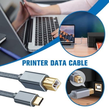 USB Type-C to USB B 2.0 Printer Cable for Epson HP Brother 0.5-3m ...