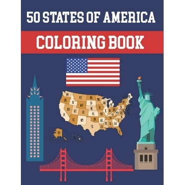 50 The States of America Coloring Book: 50 State Maps with Capitals ...